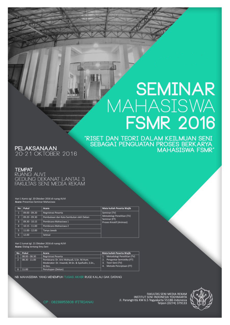 SEMINAR MAHASISWA 2016 – isijogja :: Fakultas Seni Media Rekam